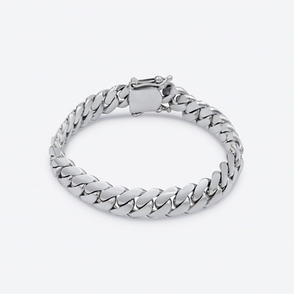 10mm Silver Cuban Link Bracelet - Solid Silver Handcrafted in Miami ...